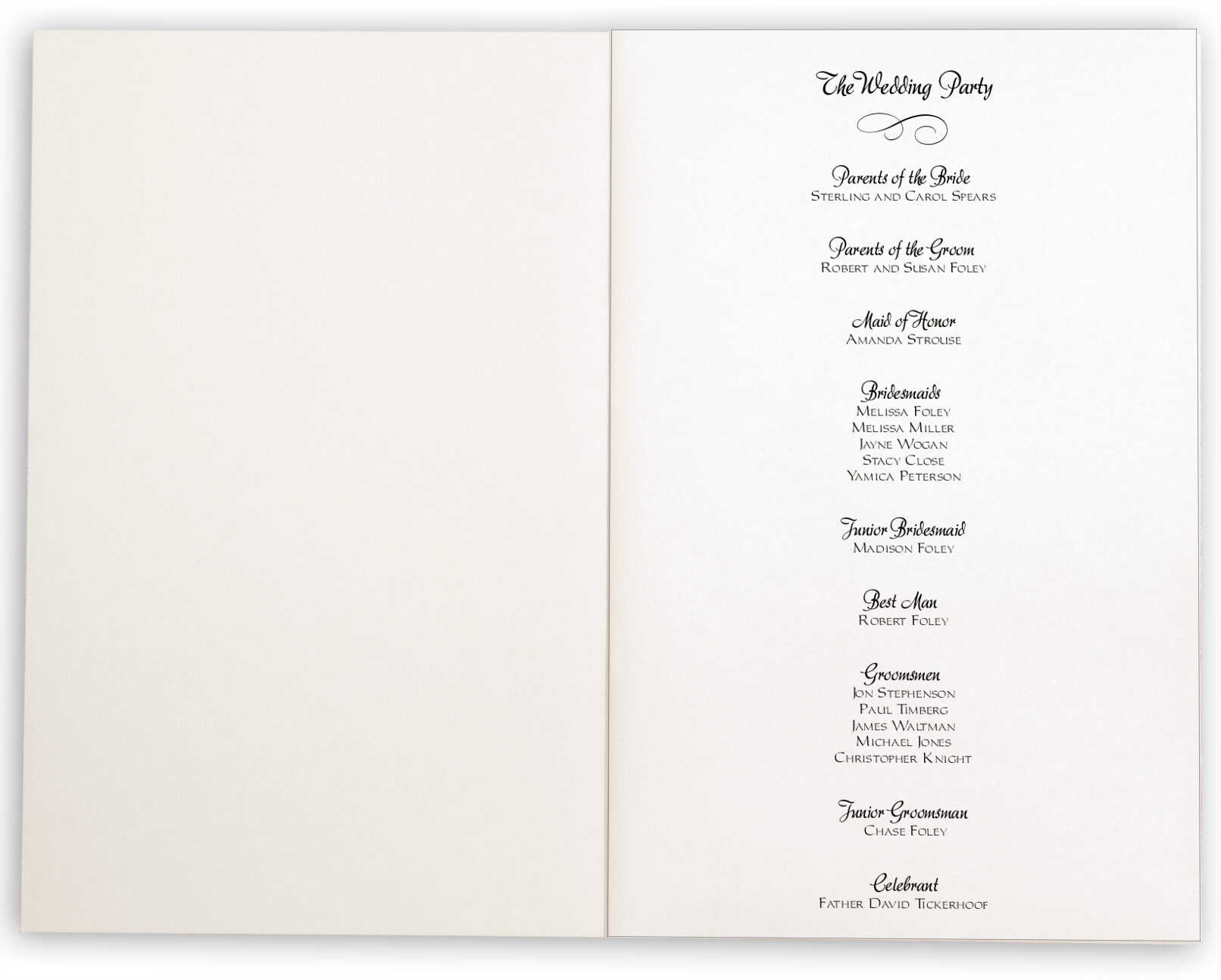 White Rose Cascade Wedding Programs & Floral Marriage Ceremony Programs - Documents and Designs